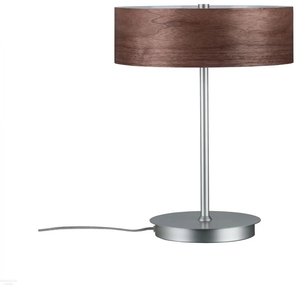 Paulmann 79684 Neordic Liska, stolní lampa z tmavého dřeva a matného chromu, 2x20W LED E27, výška 40cm