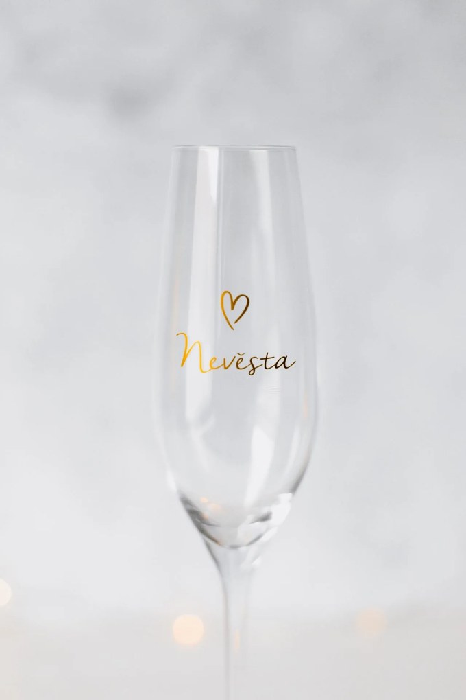 Bella Rose Sklenice na sekt Nevěsta, zlatá barva, čirá barva, sklo, 250 ml