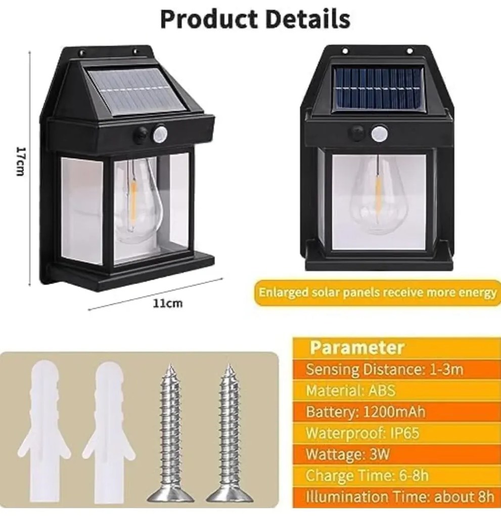 Solární zahradní nástěnná lampa Solar Interaction 888 - černá