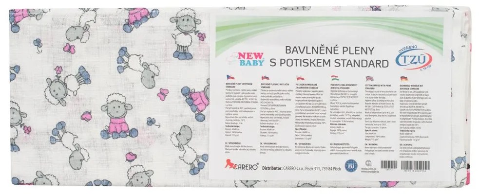 Bavlněné pleny s potiskem NEW BABY 60x80 cm STANDARD 10 ks