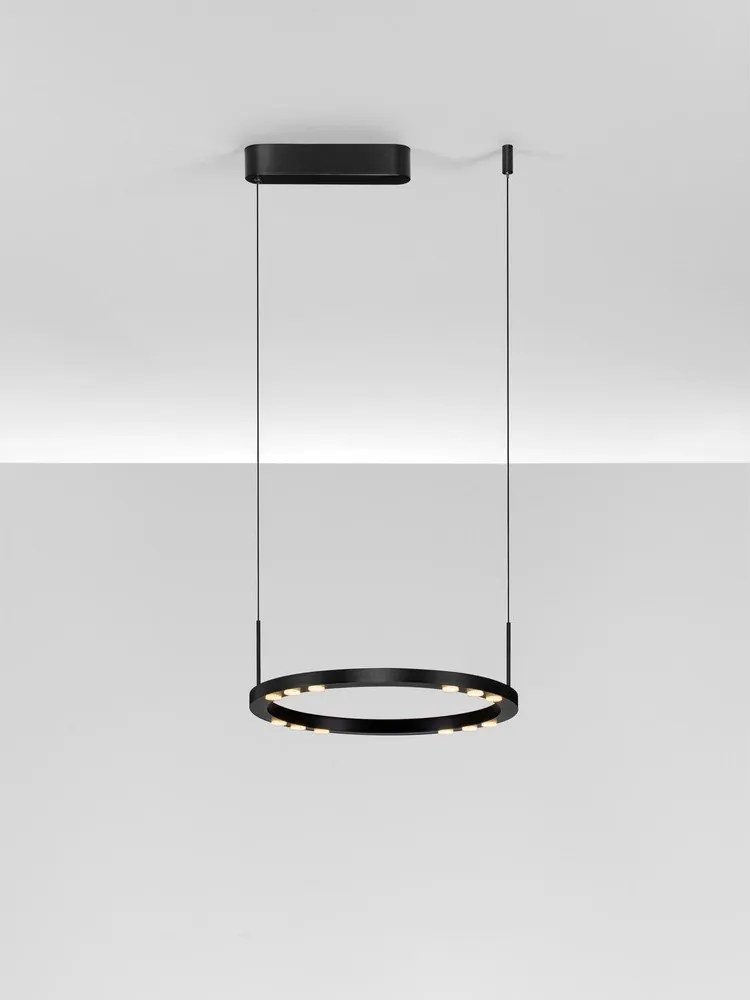 Matně černé hliníkové LED stmívatelné závěsné svítidlo ø 40 cm Lunette – Nova Luce
