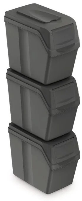Set košů na tříděný odpad, 3 x 20 l, šedá