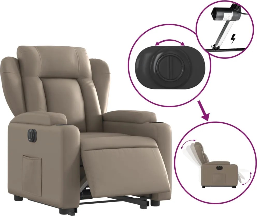 Elektrické zvedací polohovací křeslo cappuccino umělá kůže 3204564