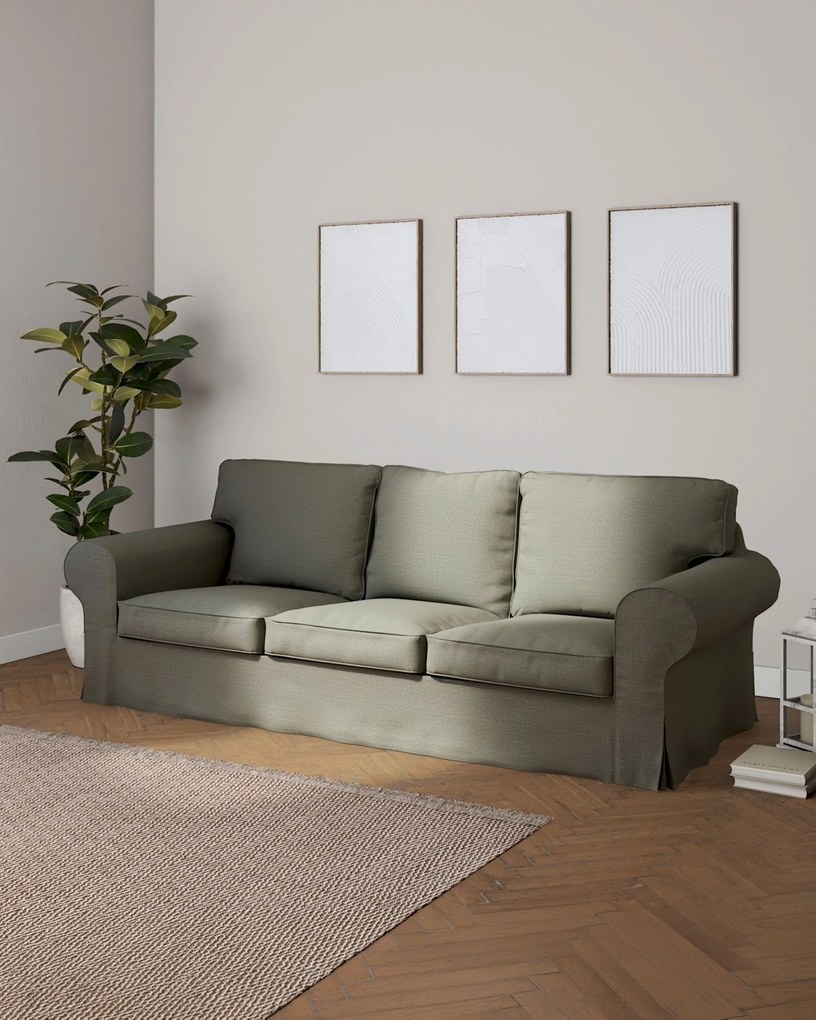 Potah na pohovku IKEA Ektorp 3-místná, rozkládací STARÝ MODEL PIXBO barva šedá látka pletený vzor