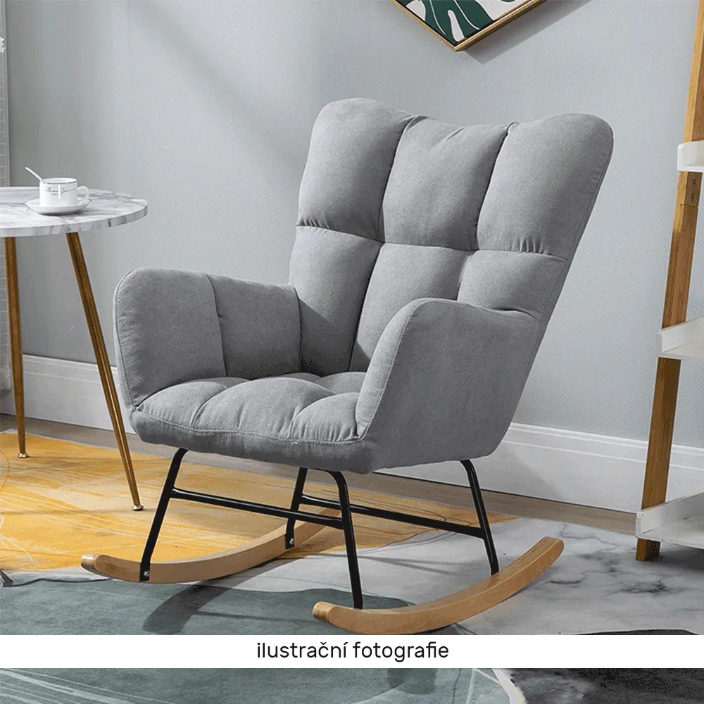 Designové houpací křeslo, patchwork šedá / béžová, KEMARO