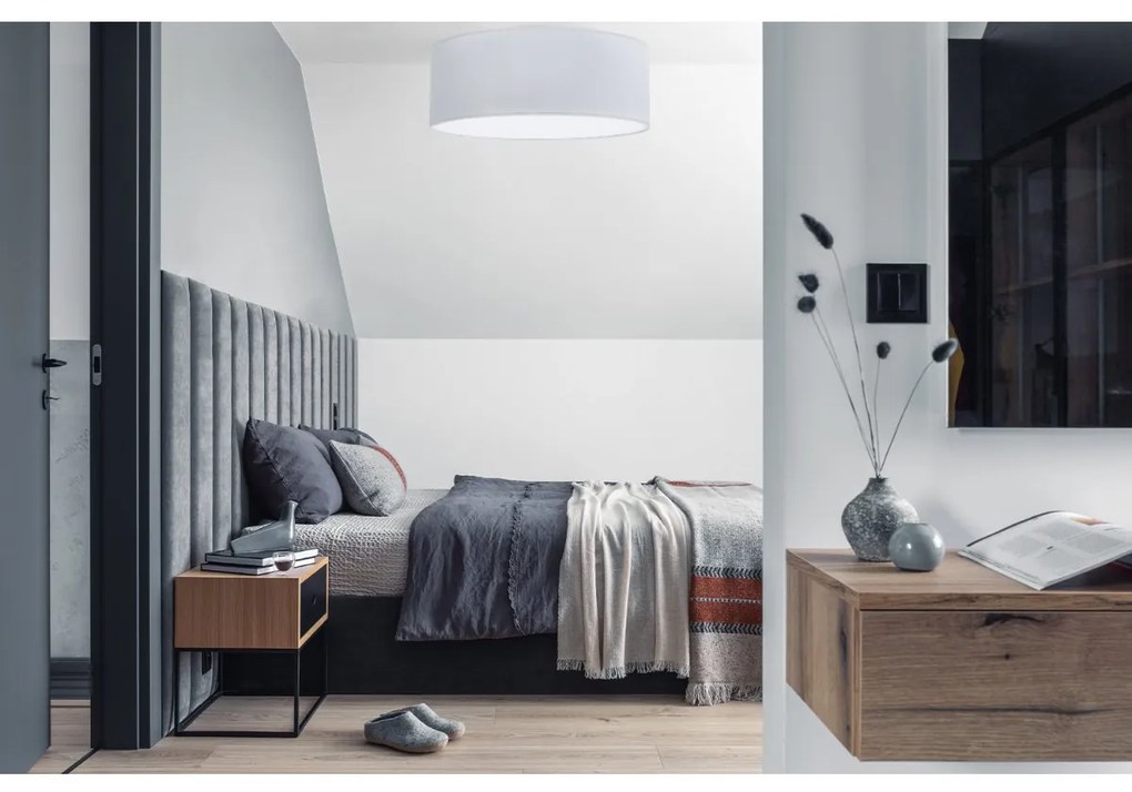 Stropní svítidlo Gaja, 1x světle šedé textilní stínítko, (bílé plexisklo), (fi 50cm)