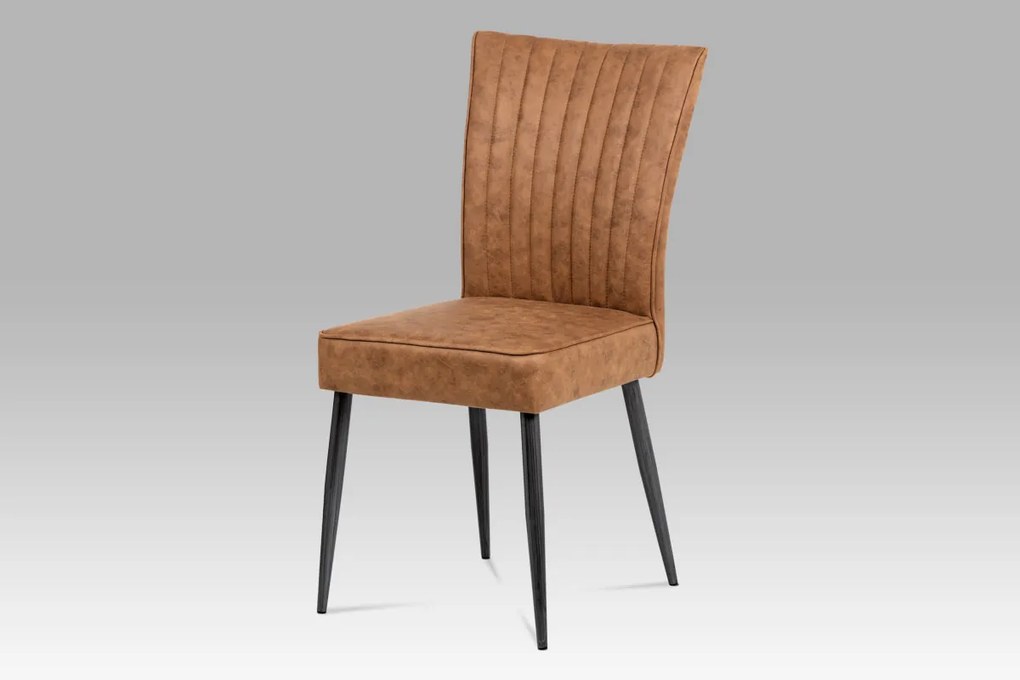 Artium Jídelní židle látka hnědá / broušený kov antik - HC-323 BR3