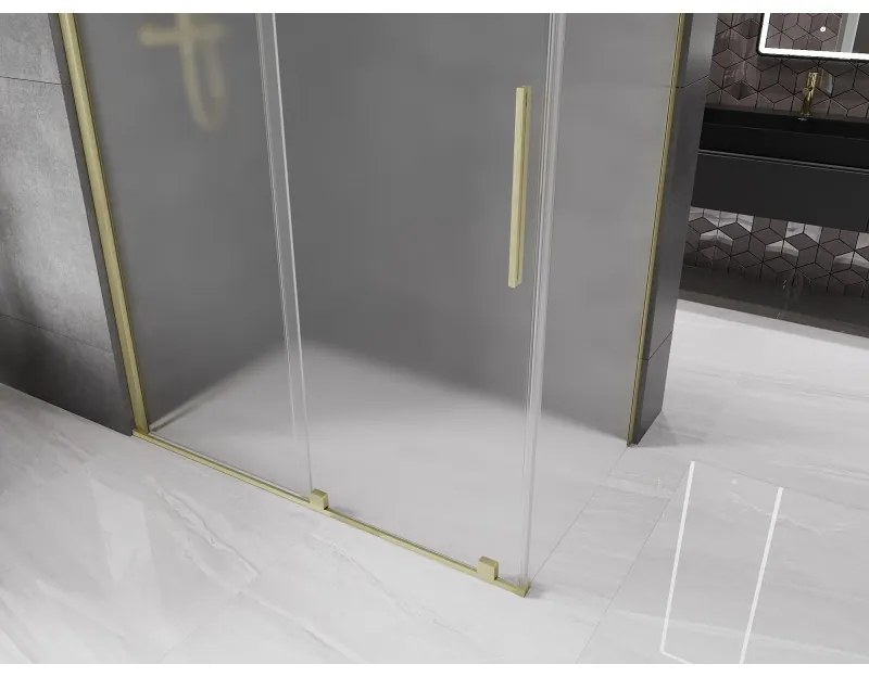 Mexen Velar, sprchový kout s posuvnými dveřmi 130 x 70 cm, 8mm sklo námraza, zlatá matná, 871-130-070-31-55