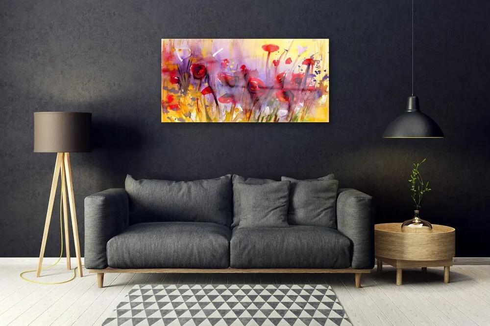 Obraz na skle Květiny Rostlina Příroda Umění 100x50 cm