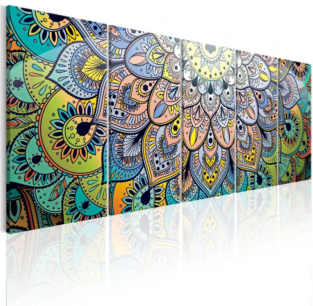Obraz Mandala kreslená + háčky a hřebíčky ZDARMA Velikost (šířka x výška): 150x60 cm