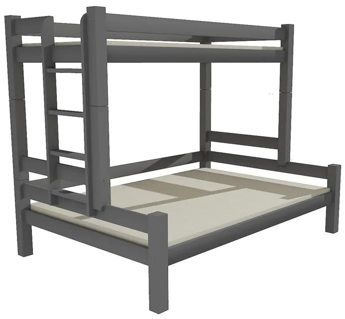 Vomaks Patrová postel s rozšířeným spodním lůžkem 8X8 6B 80/120 x 180 cm moření ořech vpravo