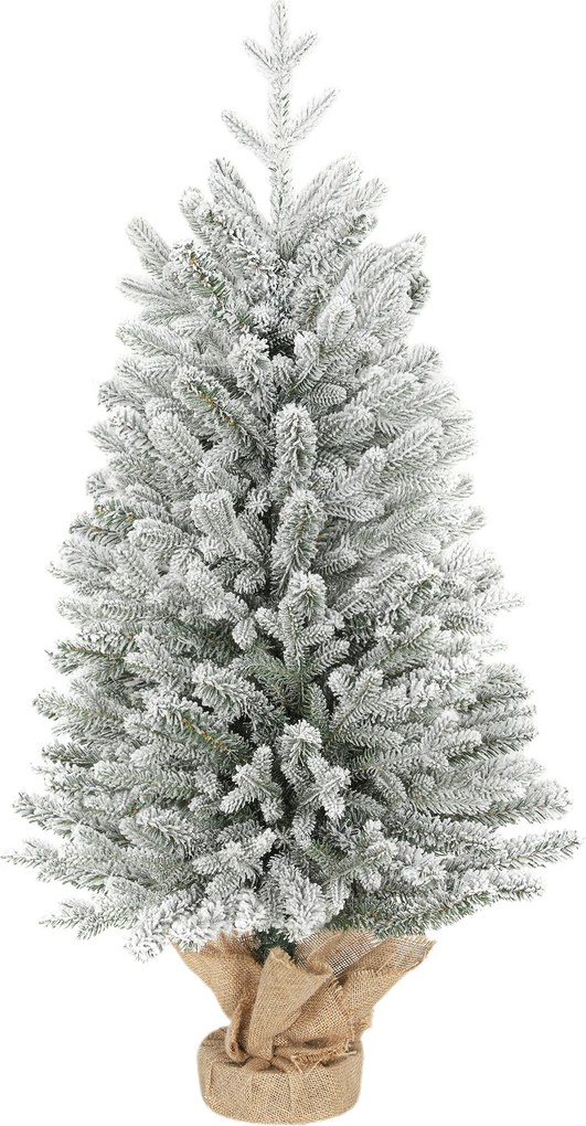 HOMCOM Mini umělý vánoční stromek 90 cm, umělý smrček se sněhem, 486 špiček, cementový základ s plátěným potahem