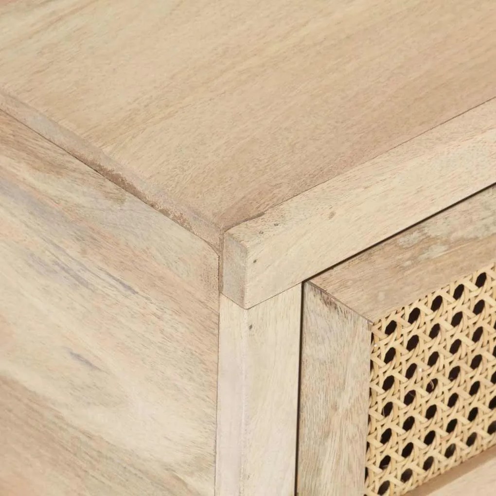 Konferenční stolek 90x50x37 cm masivní mangovník přírodní rákos 323511