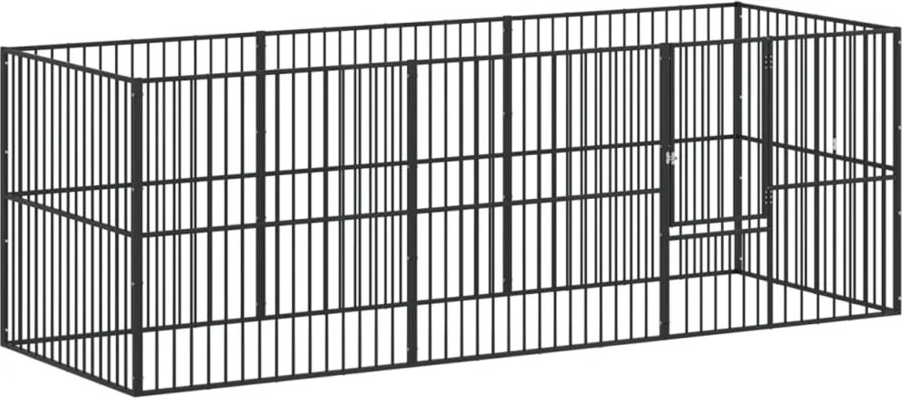 Ohrádka pro psy 8 panelů černá pozinkovaná ocel 3209557