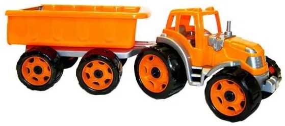 Teddies Traktor s vlekem 53cm na volný chod Červenomodrý