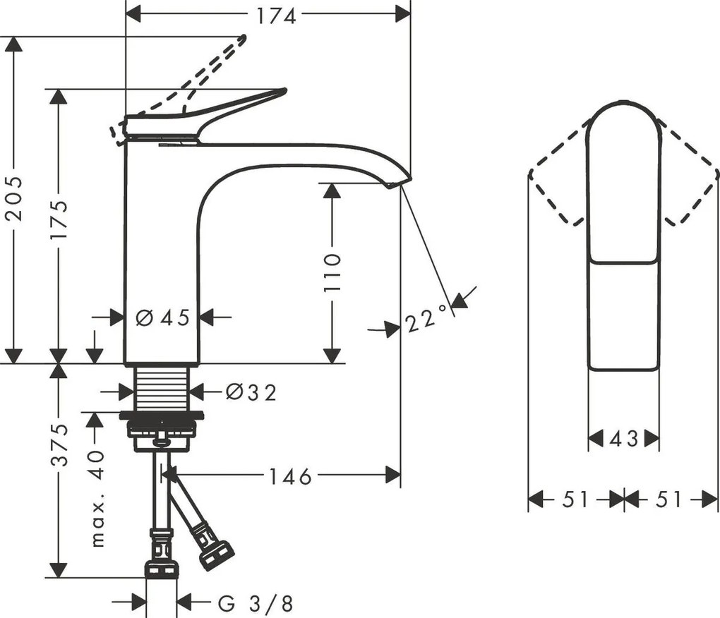 Hansgrohe Vivenis, umyvadlová baterie 110, EcoSmart, bílá matná, 75022700