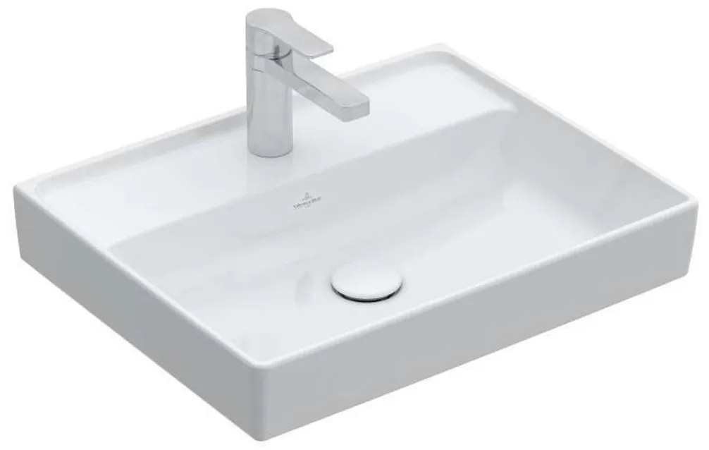 Villeroy & Boch Collaro - Umyvadlo 60x47 cm, bez přepadu, otvor pro baterii, alpská bílá 4A336101