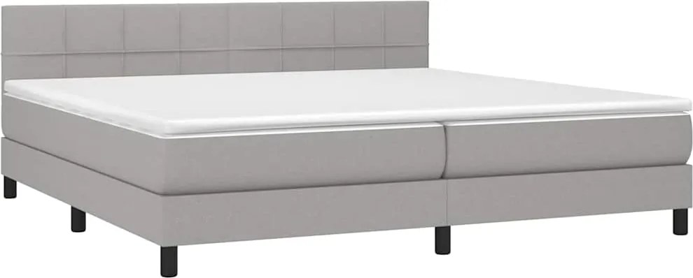 Box spring postel s matrací a LED světle šedá 200x200 cm textil 3133181