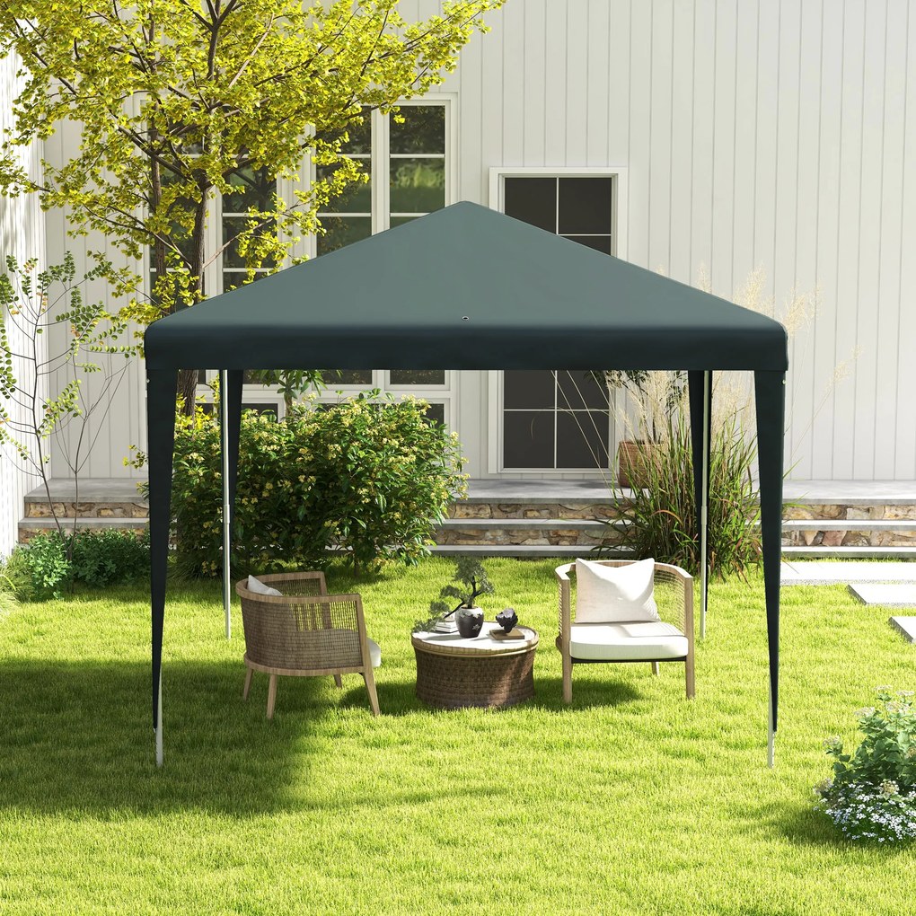 Outsunny Altán 2.7x2.7m Obdélníkový Voděodolný Stabilní Zimní Altán Party Stan Zahradní Altán Marquee pro Kempování Zahrada, Tmavě zelená