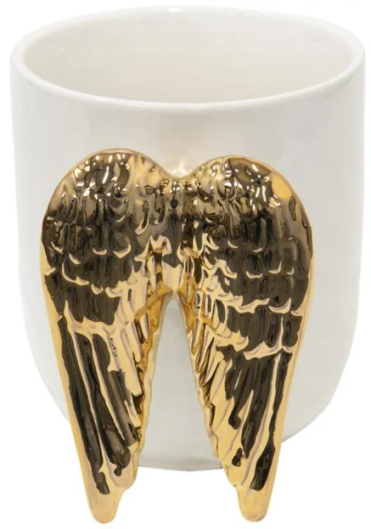 Bílý keramický hrnek se zlatými křídly Wings – 350 ml