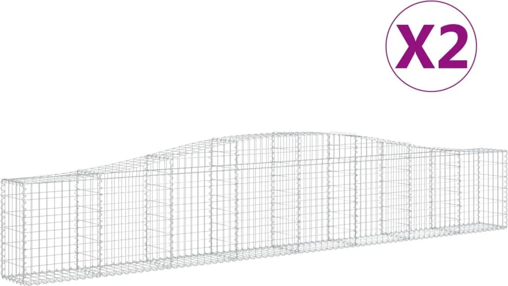 Klenuté gabionové koše 2 ks 400x30x60/80 cm pozinkované železo 3145800