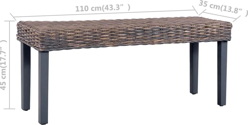 vidaXL Lavice 110 cm přírodní kubu ratan a masivní mangovník [285789] Barva: Černá