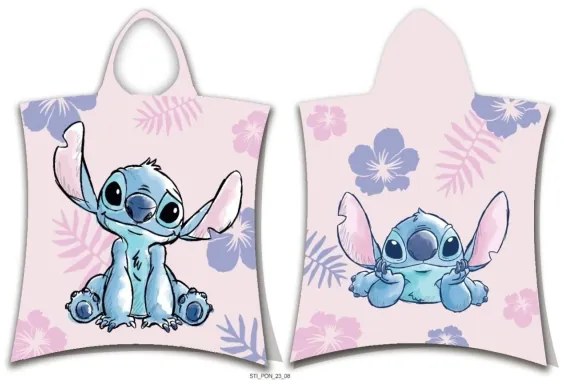 Jerry Fabrics Plážová osuška pončo Lilo a Stitch Pink 50x115 cm