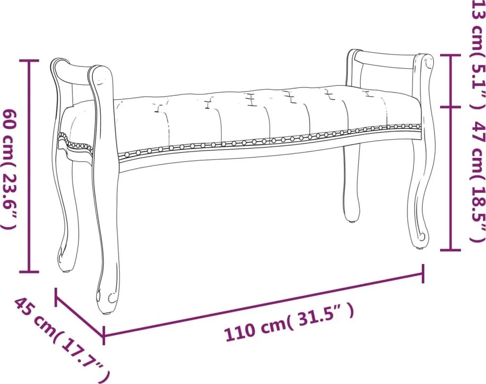 vidaXL Lavice 110 x 45 x 60 cm samet [344437] Barva: Černá