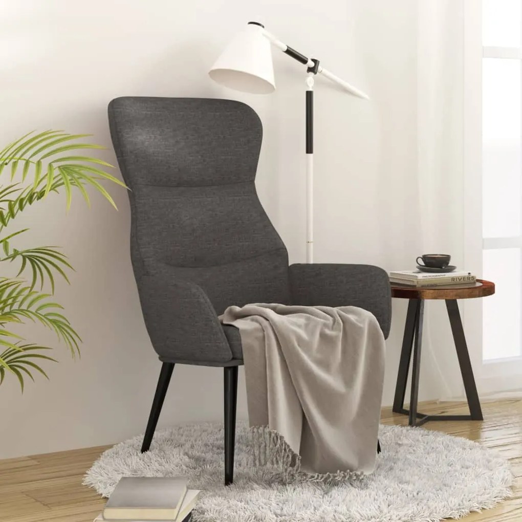 Relaxační křeslo tmavě šedé textil 341072