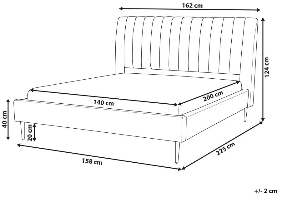 Sametová postel 140 x 200 cm šedá MARVILLE Beliani