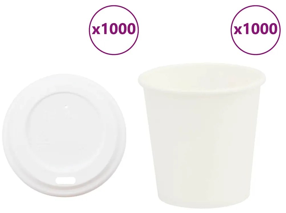 Papírové kelímky na kávu s víčky 1000 pcs 4oz 100ml 3325215