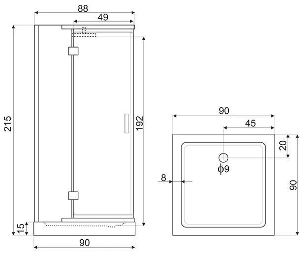 BPS-koupelny Hydromasážní box NV-Borge 90x90 cm