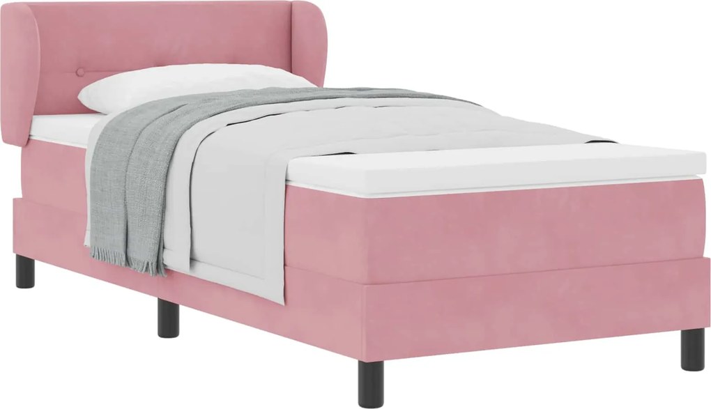 Postel s boxspringem s čelo Růžová 80 x 200 cm samet 3340363