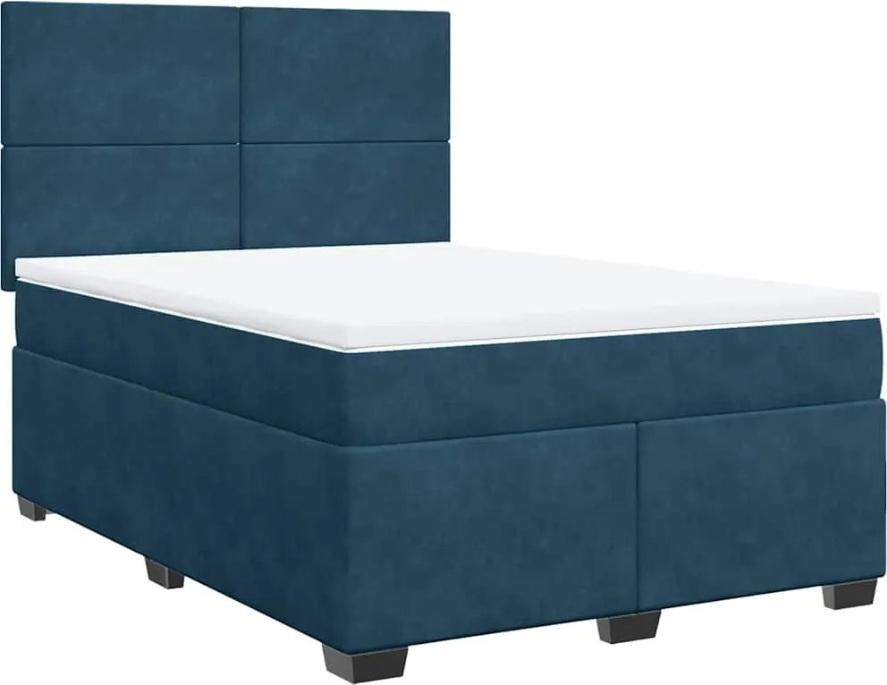 Box spring postel s matrací modrá 140 x 200 cm samet 3293228