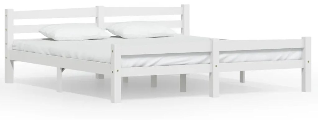 Rám postele bílý masivní borové dřevo 180 x 200 cm - Default Title