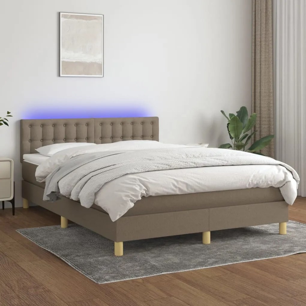 Box spring postel s matrací a LED taupe 140x200 cm textil 3134041