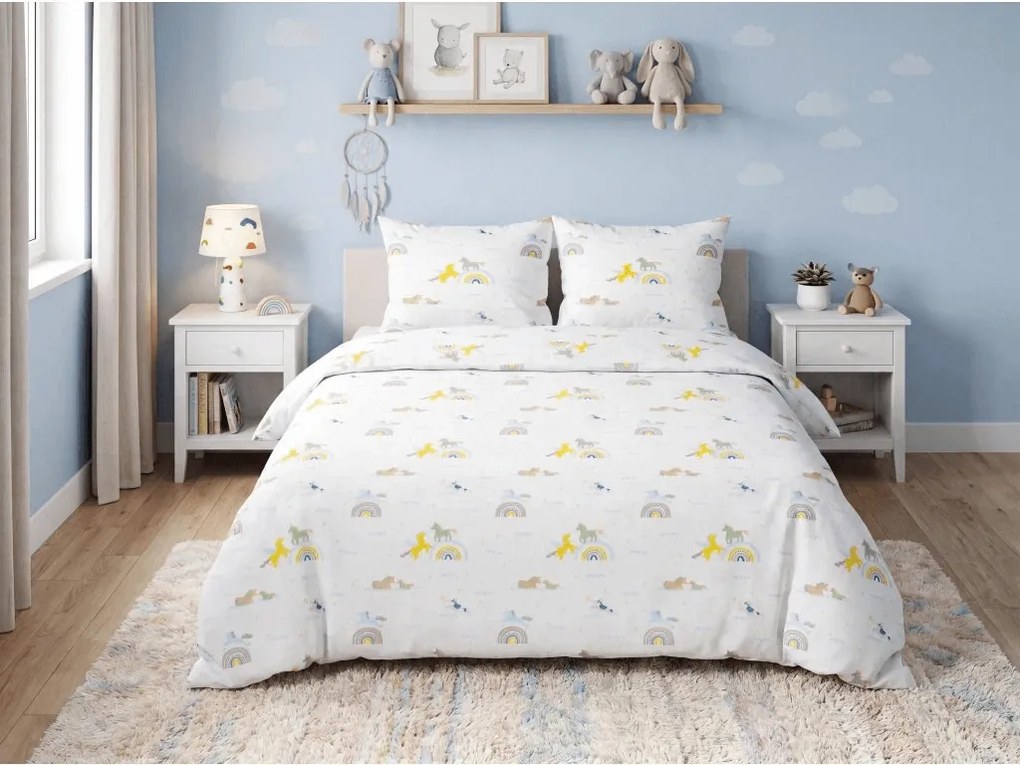 Dětské bavlněné povlečení MAGIC UNICORN bílé, 100% bavlna Rozměr povlečení: 70 x 90 cm | 140 x 200 cm