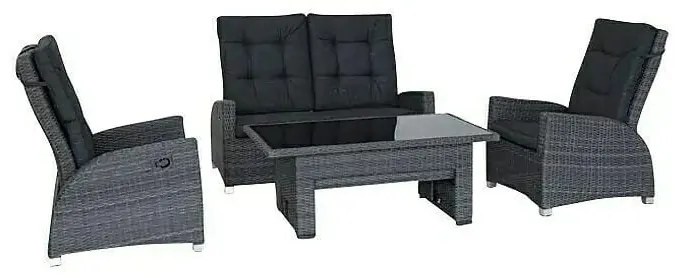 Sunfun Malaga Set lounge nábytku XL, 4 díly, polyratan, kov, sklo, antracit