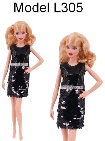 Oblečky pro panenku Barbie - lesklé party šaty s flitry Varianta: model L305