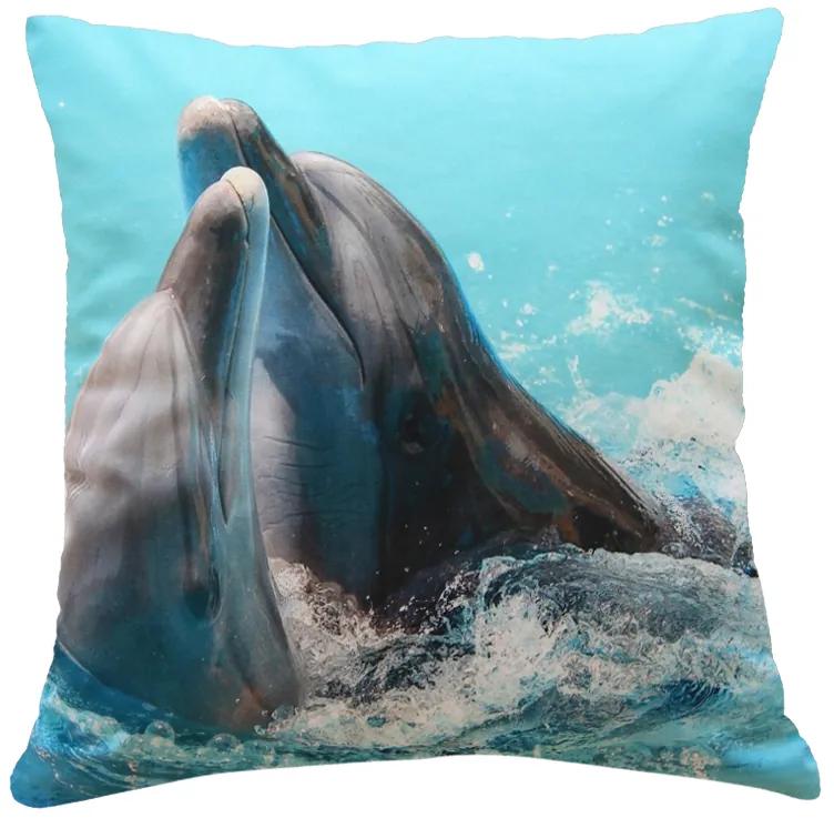 Polštář DELFÍN MyBestHome 40x40cm fototisk 3D motiv delfína Varianta: Povlak na polštář, 40x40 cm