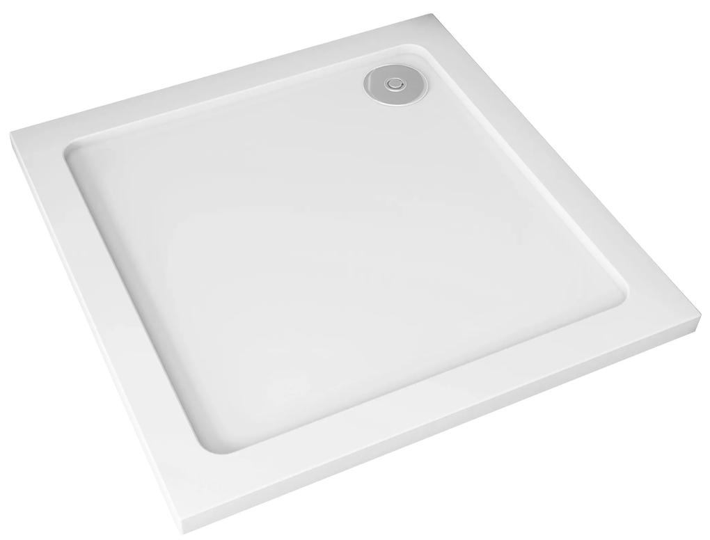 CERANO - Sprchová vanička z litého mramoru čtvercová Piato - bílá matná - 76x76 cm