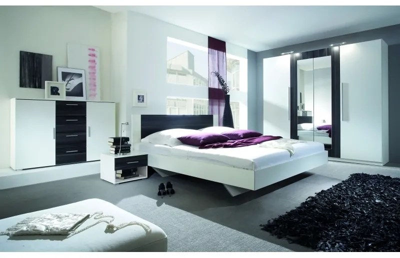 Nábytek Elegance Ložnice VERA C s komodou bílá/černý ořech s postelí 160x200 cm