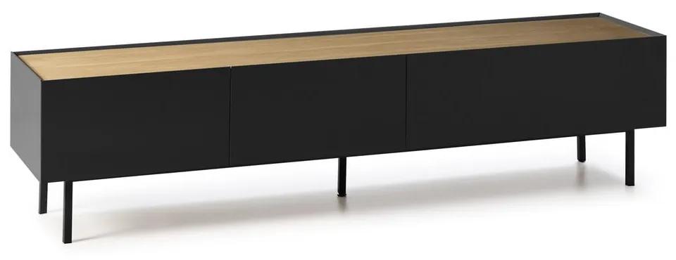 TV stolek v dekoru dubu v černo-přírodní barvě 180x45 cm Arista – Teulat