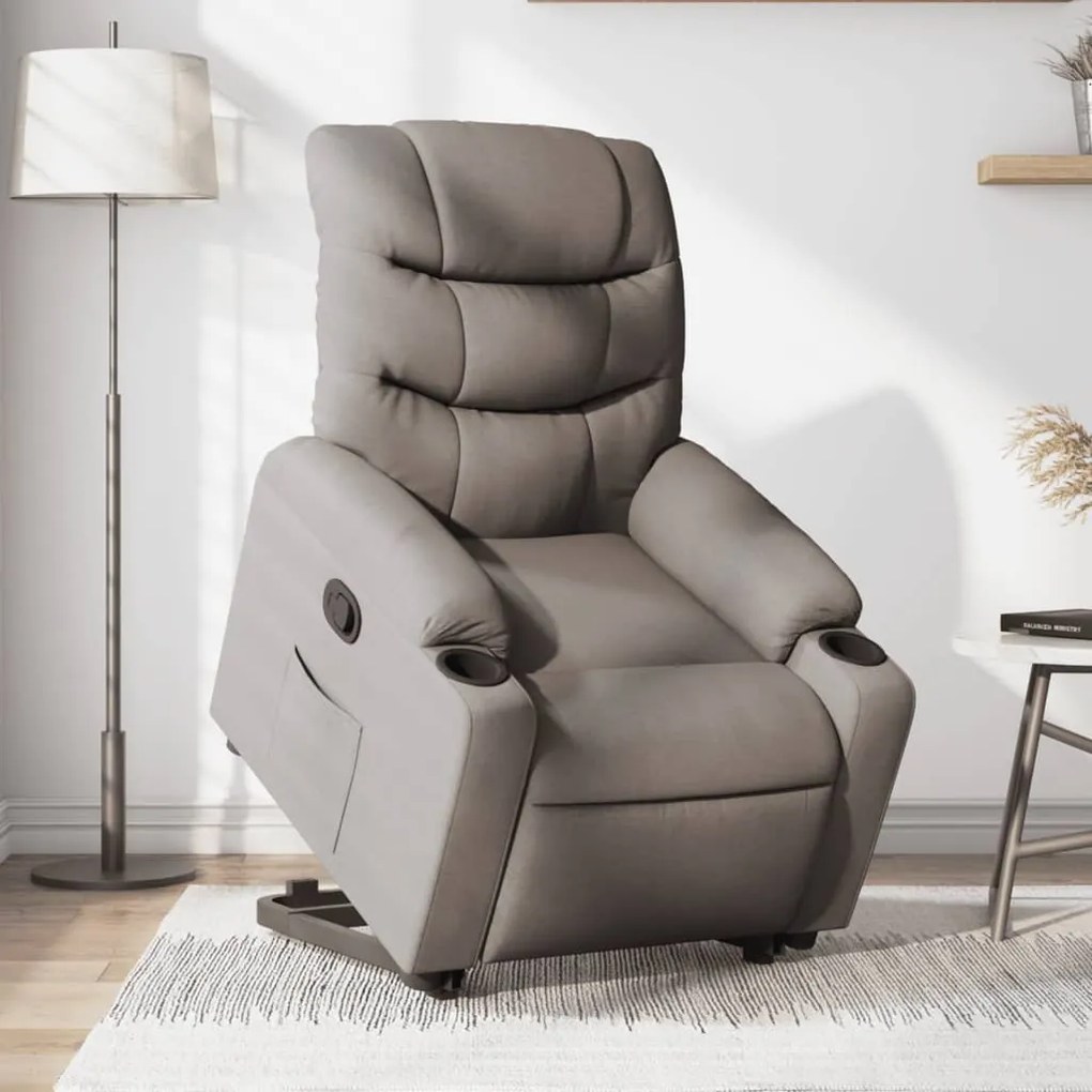 Zvedací polohovací křeslo taupe textil 3206652