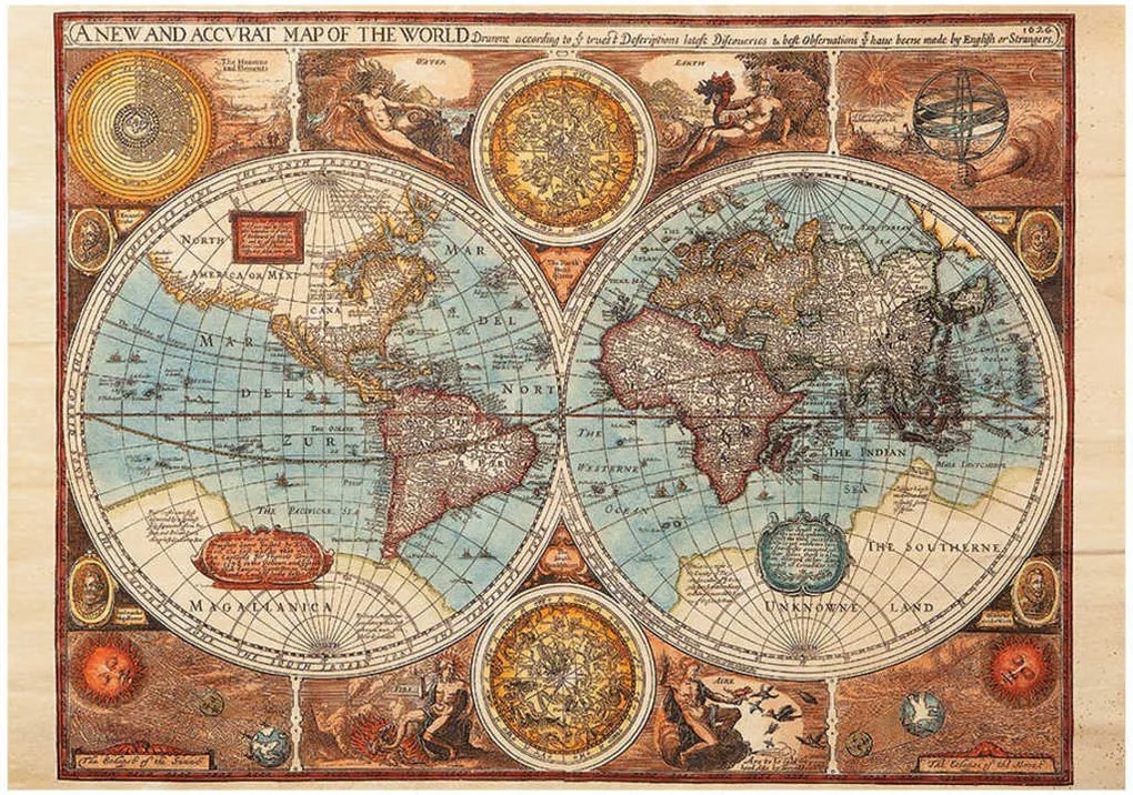 DINO Puzzle 500 dílků Mapa světa z roku 1626 47x33cm skládačka dn502307