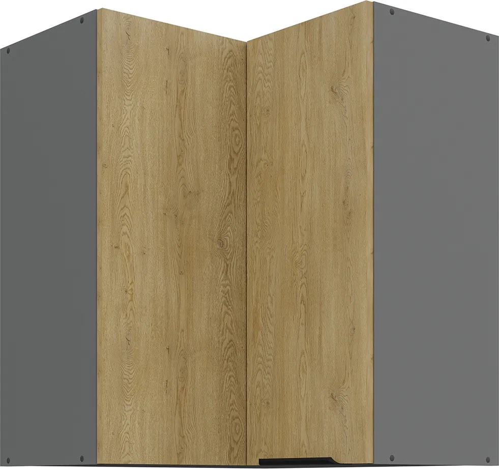 CREMONA ac | horní kuchyňská skříňka 60x60 GN-72 2F (90°) rohová s policemi | 60x60 cm | antracit/cremona