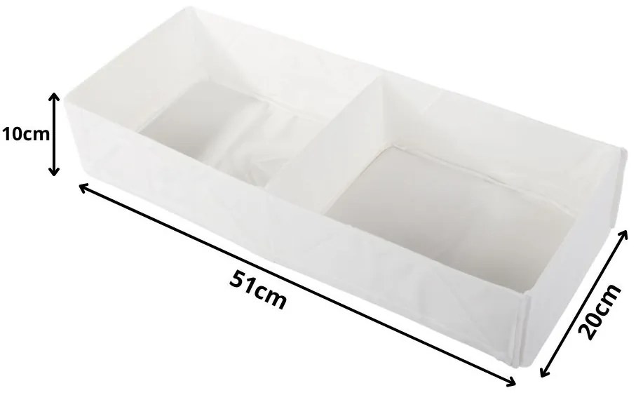 VERK GROUP Organizér do šatny, 2 přihrádky, textilní bílý 51 x 20 x 10 cm