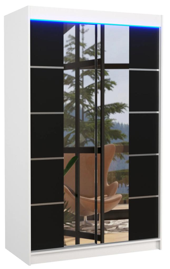 Posuvná skříň se zrcadlem GENUA 120 Hlavní barva: Sonoma, LED osvětlení: Ano