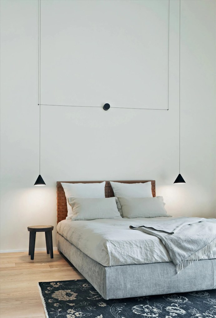 Flos String Light Cone head, svítidlo s 12m dlouhým kabelem, 21W LED 2700K, dotykové ovládání + bluetooth, černá, prům. 19cm