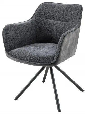 Designová otočná židle Rahiq tmavě šedý samet